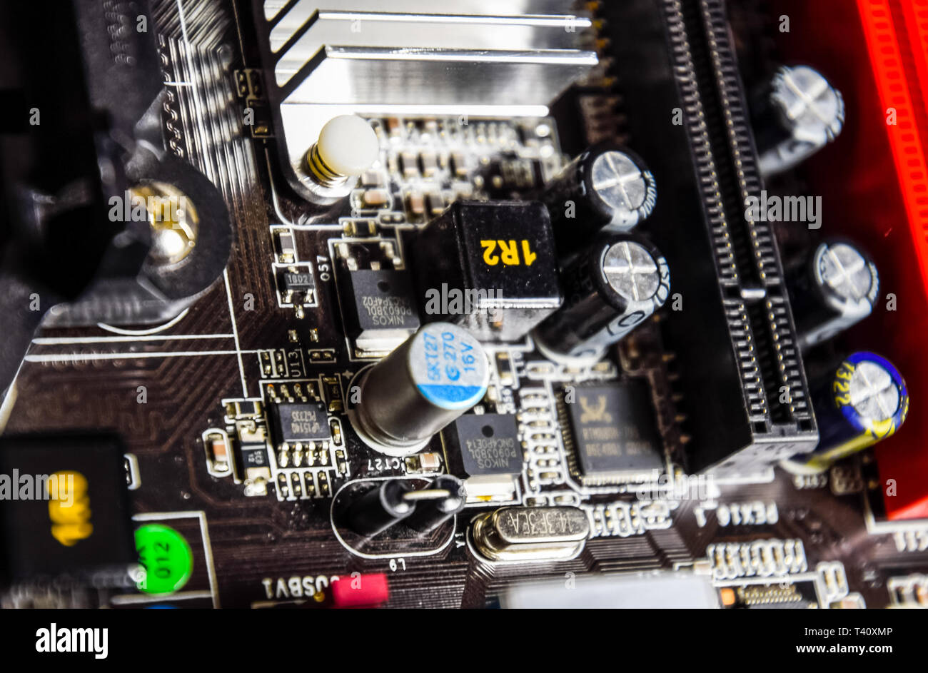 Electronic board with electrical components. Electronics of computer ...