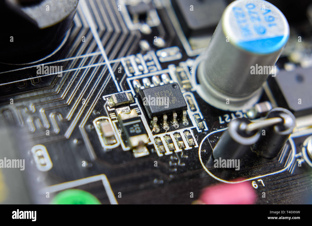 Electronic board with electrical components. Electronics of computer ...