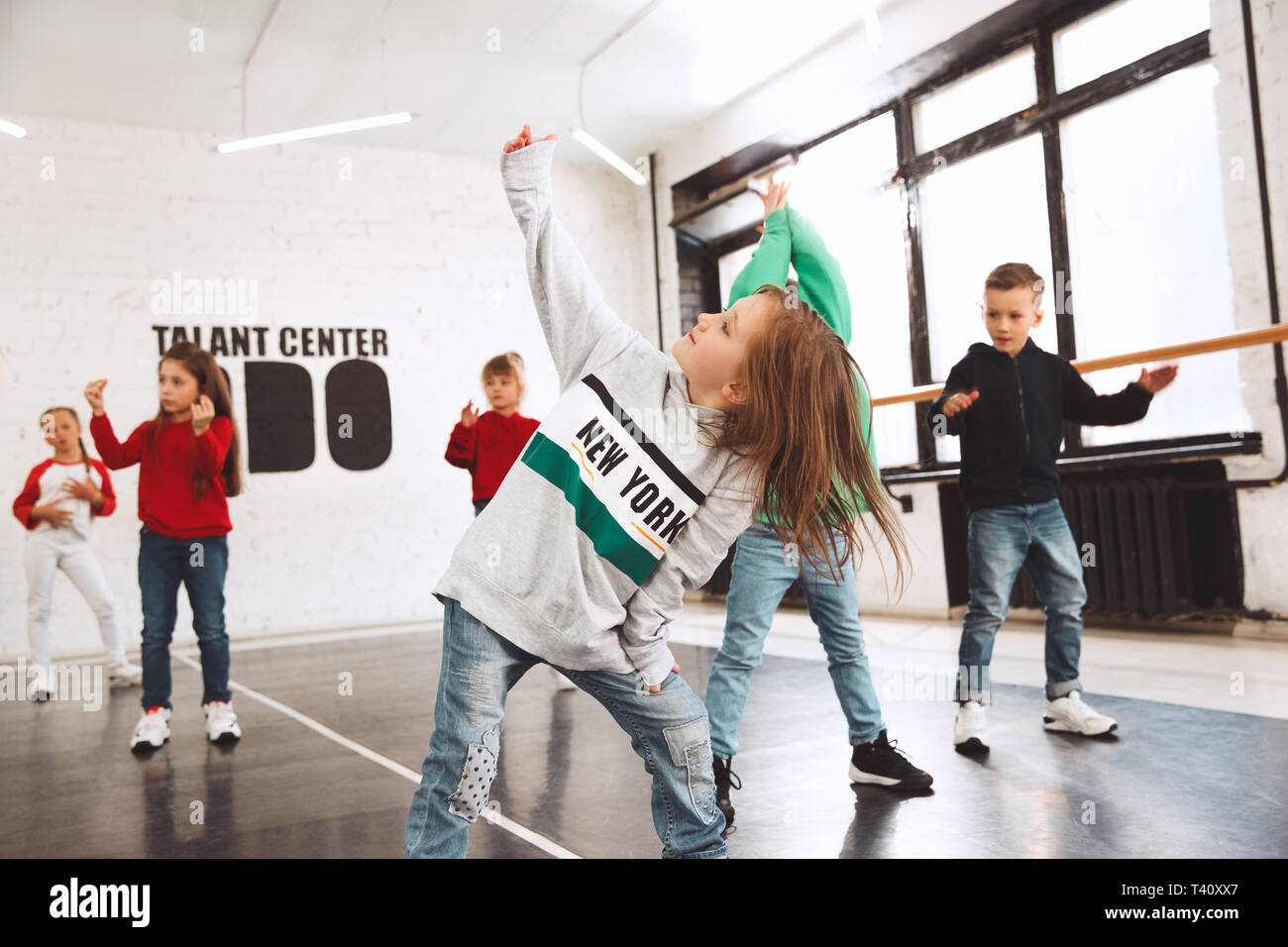 The kids at dance school. Ballet, hiphop, street, funky and modern ...