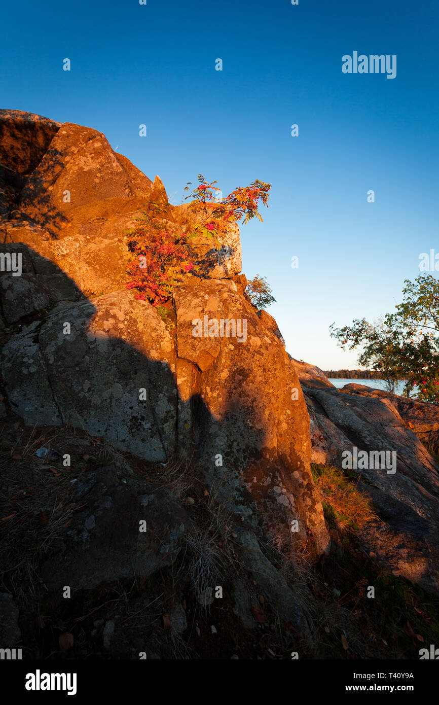 Rock cliff in sunset light landscape Stock Photo - Alamy