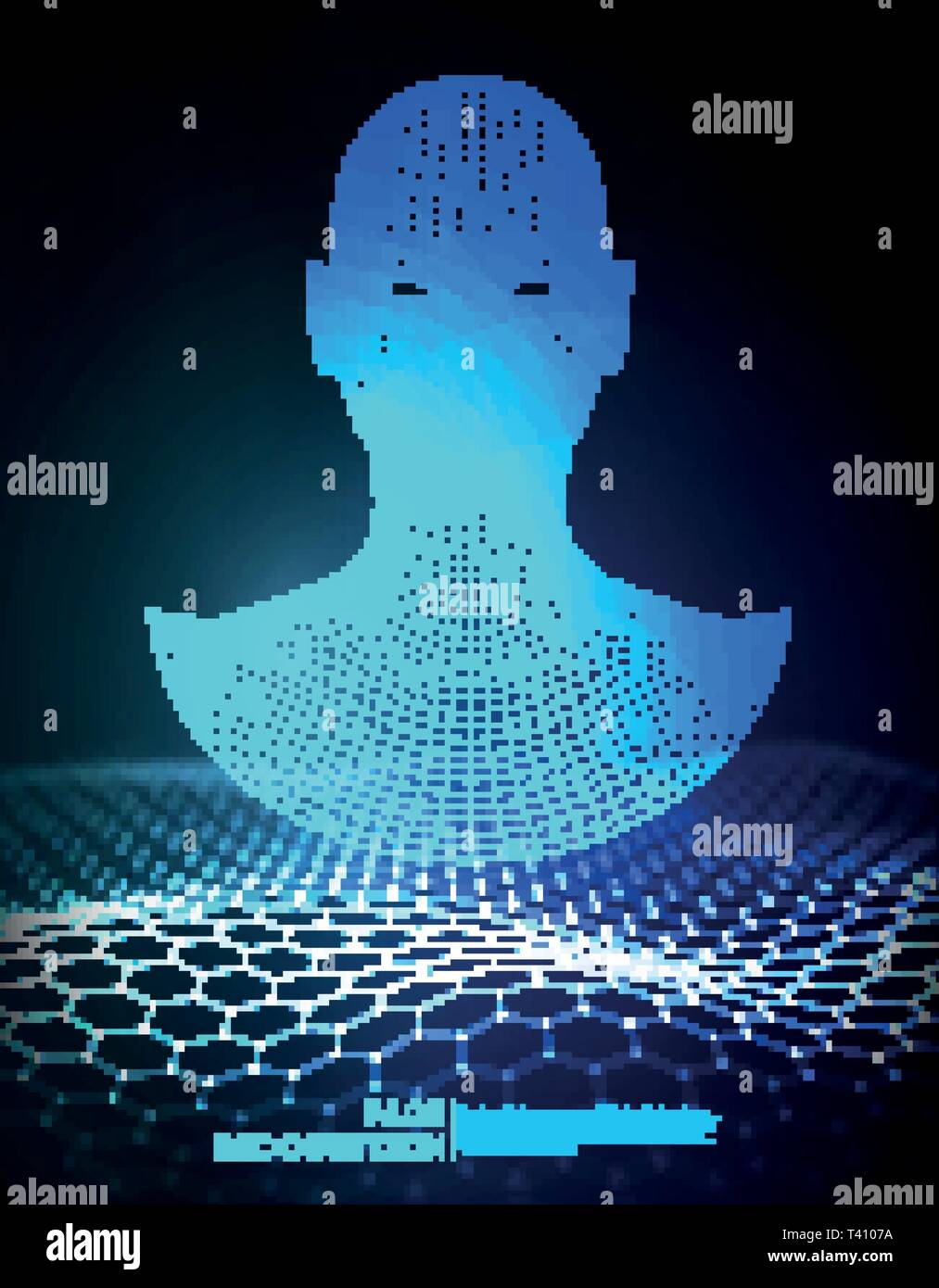 Robot blue eyes android with detailed iris and pupil. Facial ...