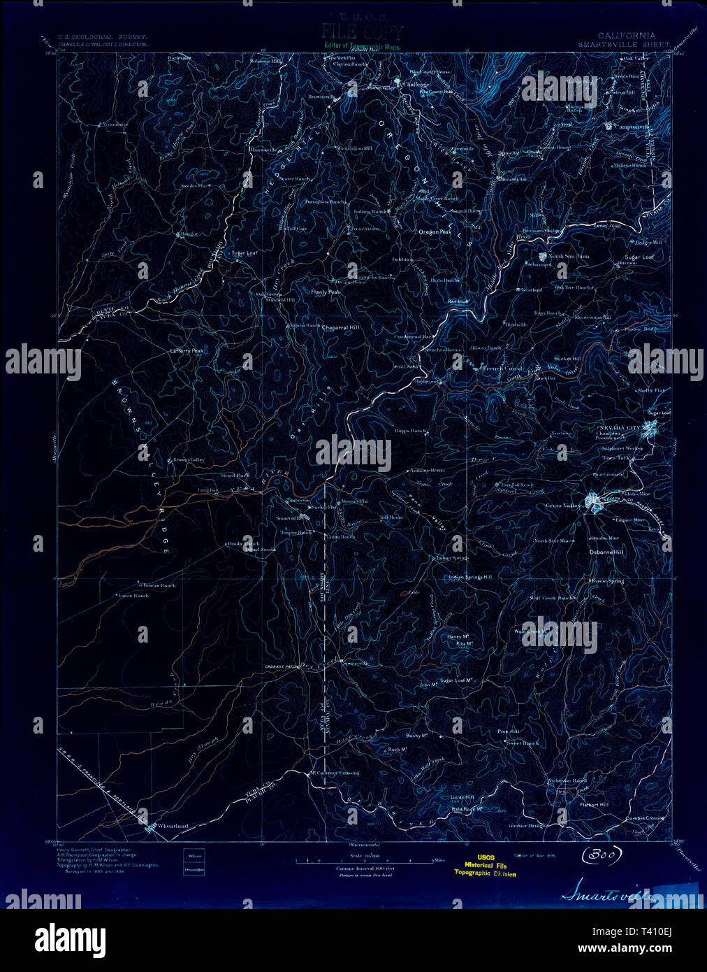 USGS TOPO Map California CA Smartsville 299643 1895 125000 Inverted ...
