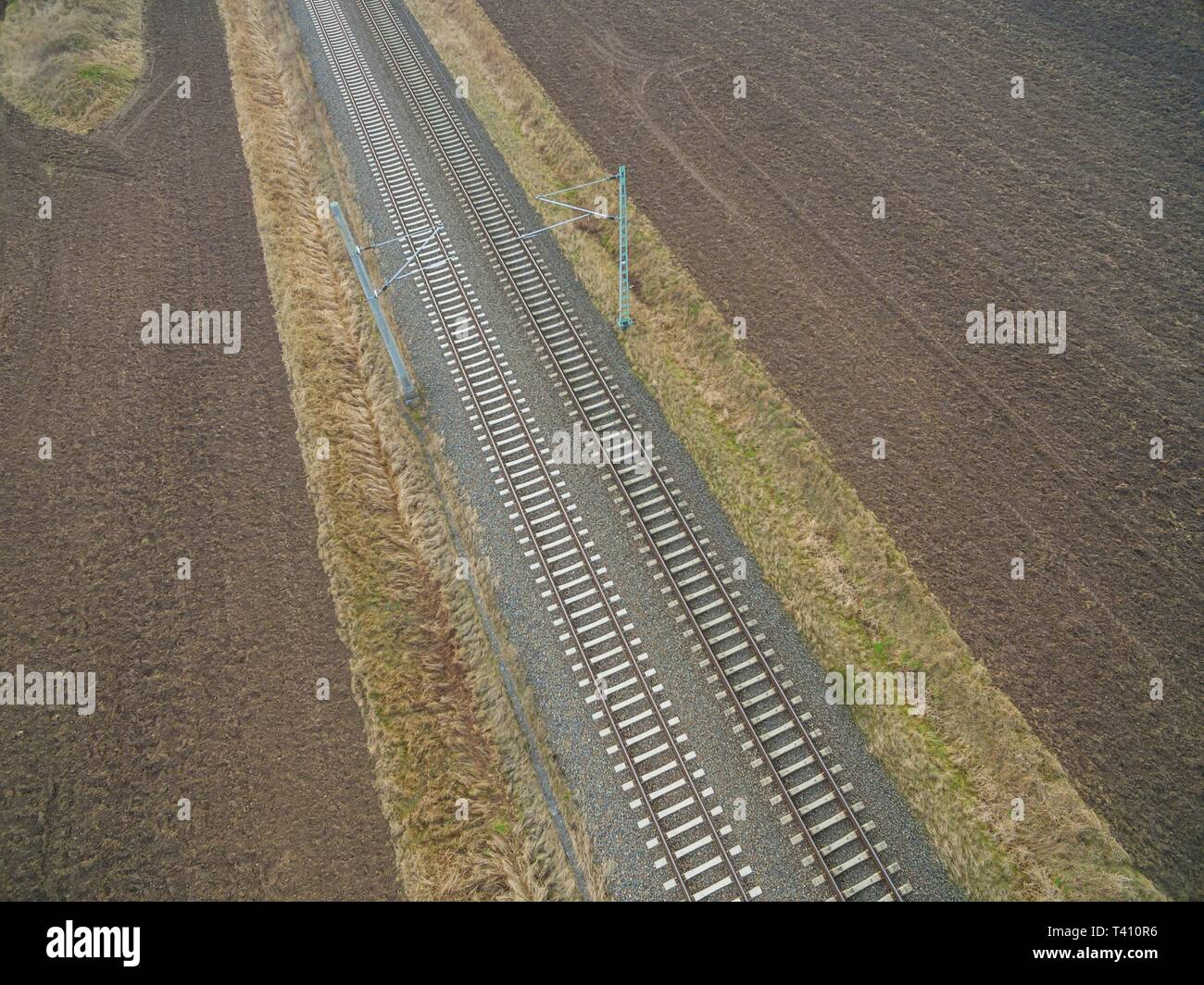 Train tracks top view hi-res stock photography and images - Alamy