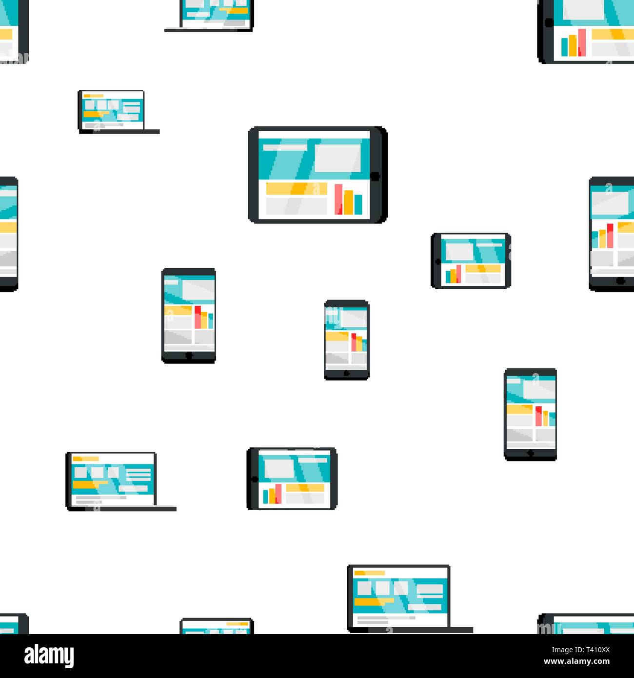 Gadget Device Seamless Pattern Vector. Phone, Laptop. Cute Graphic ...