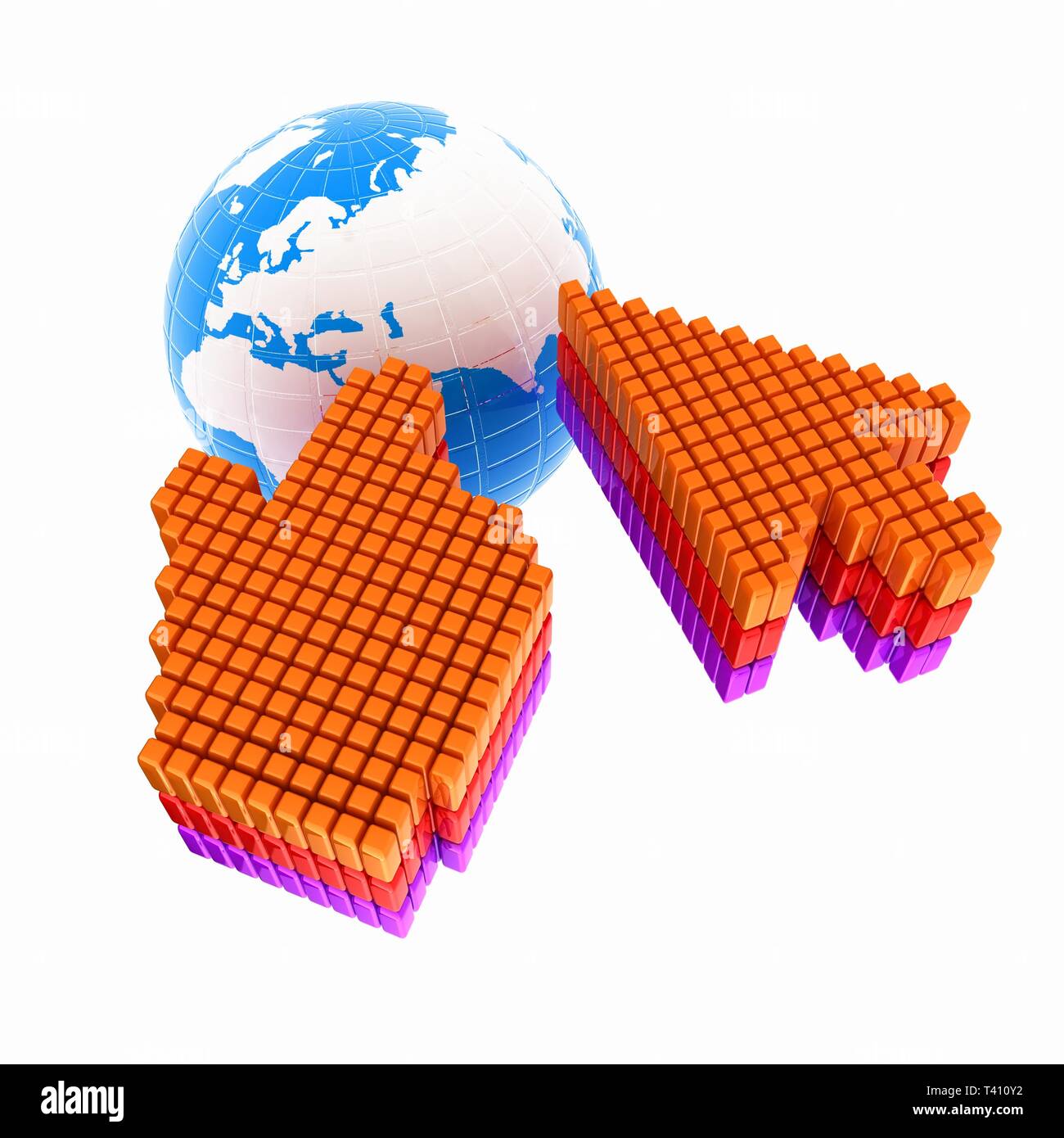 Link selection computer mouse cursor and Earth - Glodal internet ...