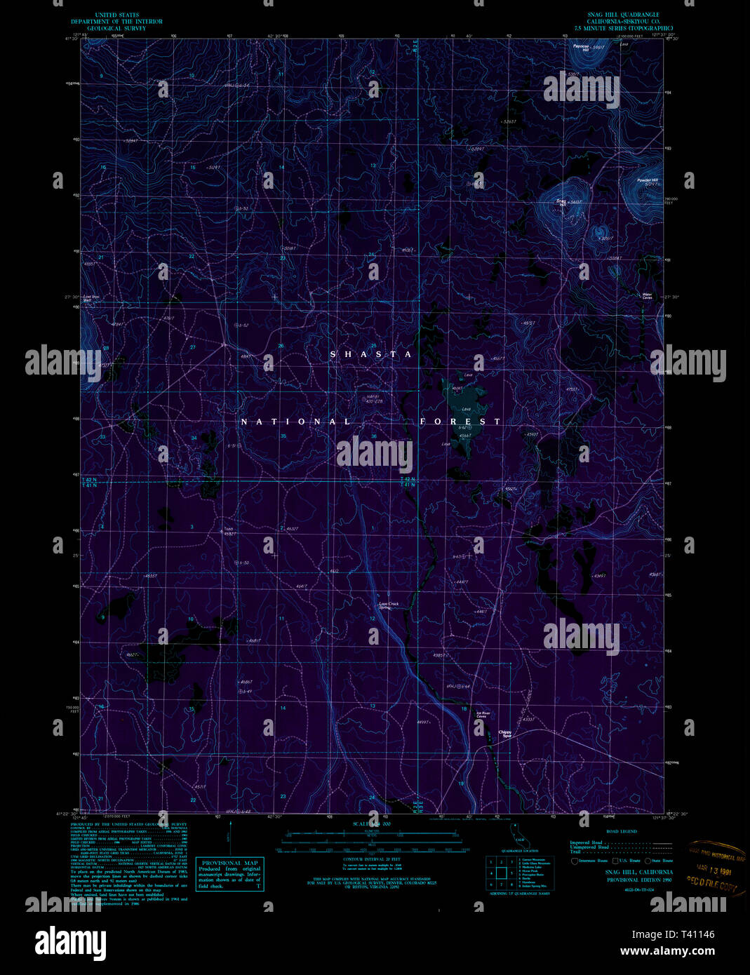 USGS TOPO Map California CA Snag Hill 295238 1990 24000 Inverted ...