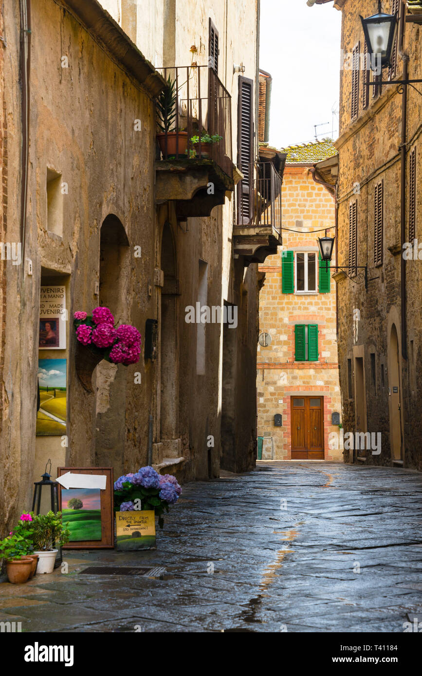 Renaissance Italian village Pienza in the Val d' Orcia region of ...