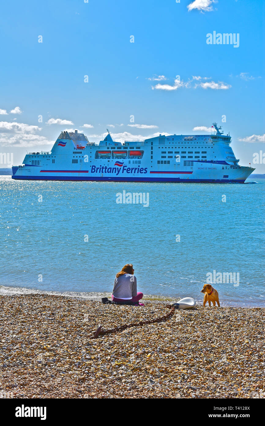 The ferry 'Mont St Michel' run by Brittany Ferries,approaches ...
