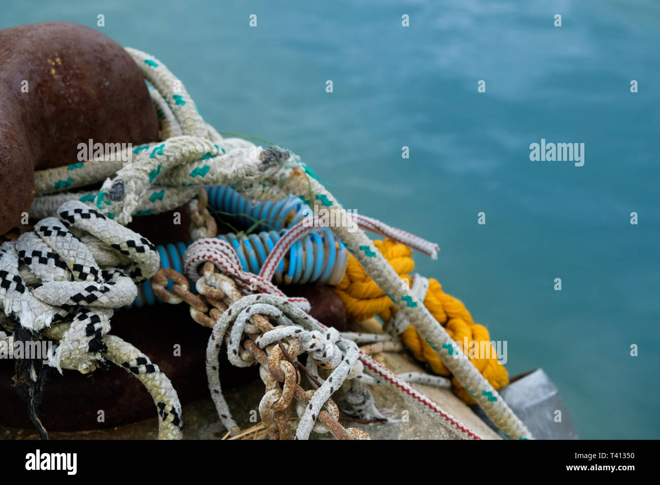 Ropes on fishing boat hi-res stock photography and images - Alamy