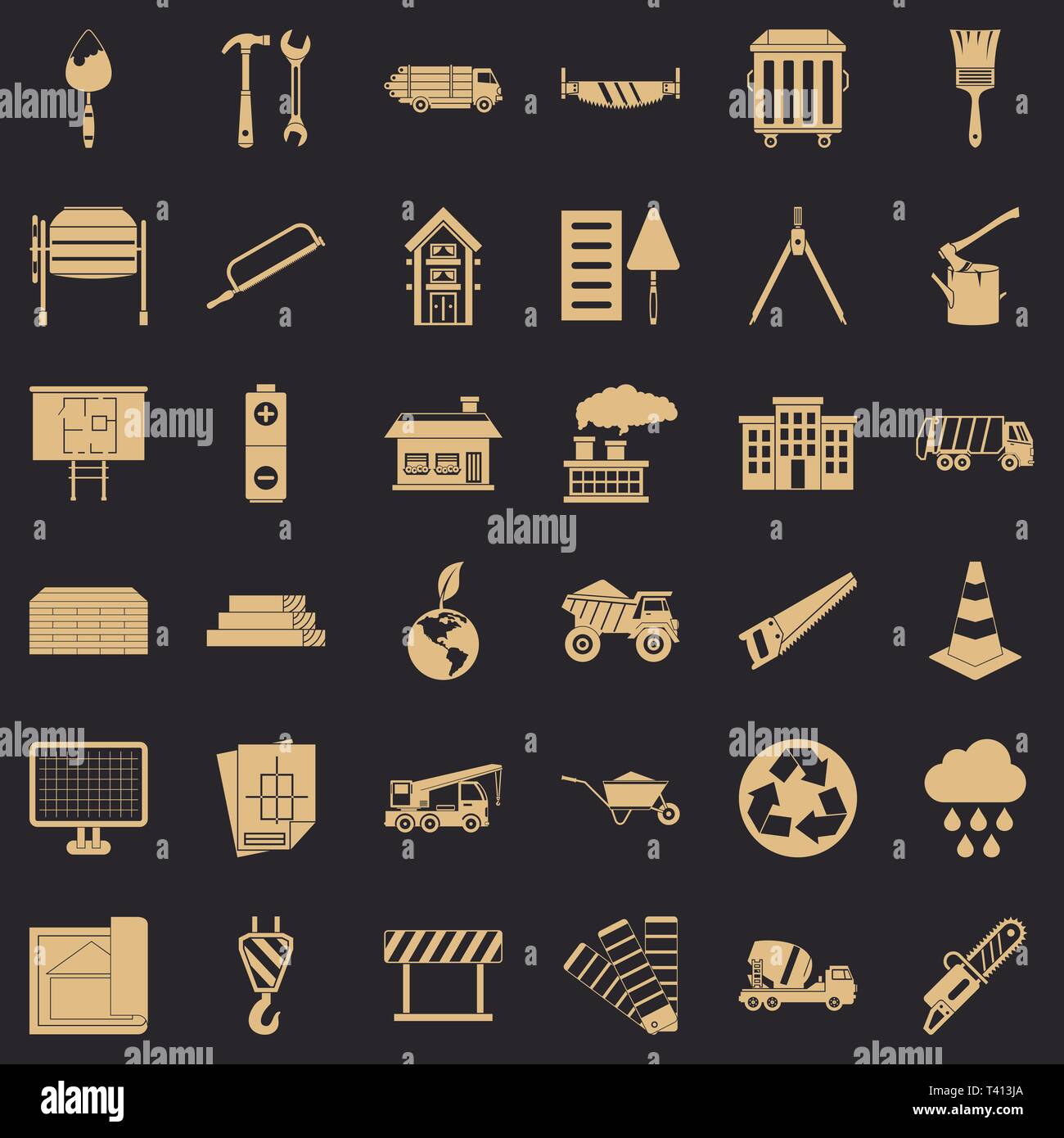 Construction material icons set, simple style Stock Vector Image & Art ...