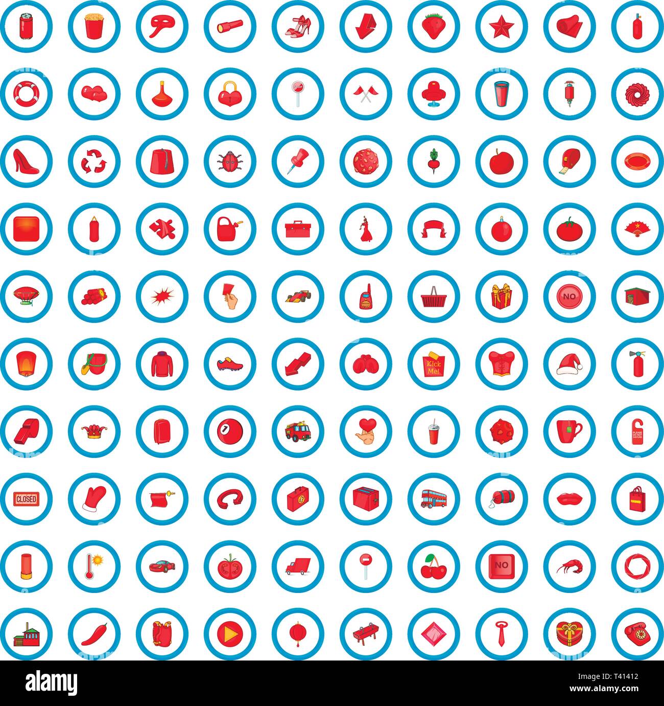 100 red icons set, cartoon style Stock Vector Image & Art - Alamy