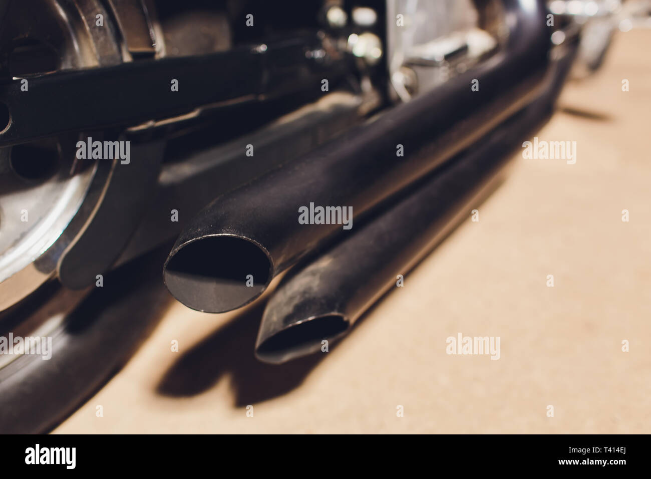 Horizontal image of the details of a motorcycle Stock Photo - Alamy
