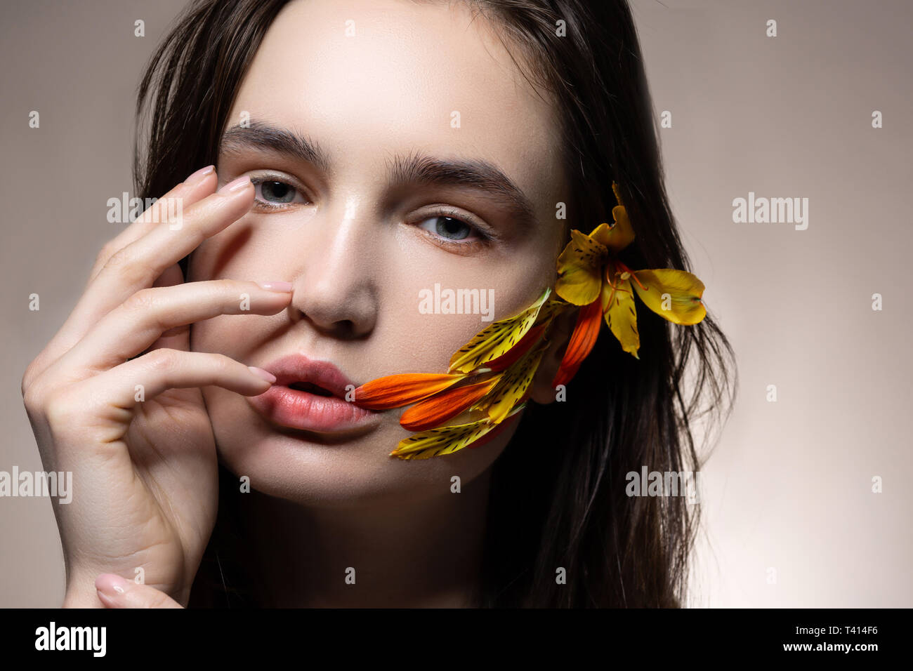 Close up of young but promising model posing for portrait Stock Photo ...