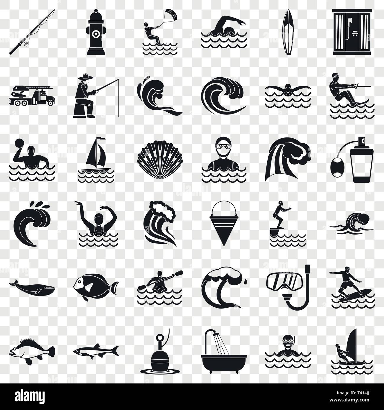 Ocean water icons set, simple style Stock Vector Image & Art - Alamy