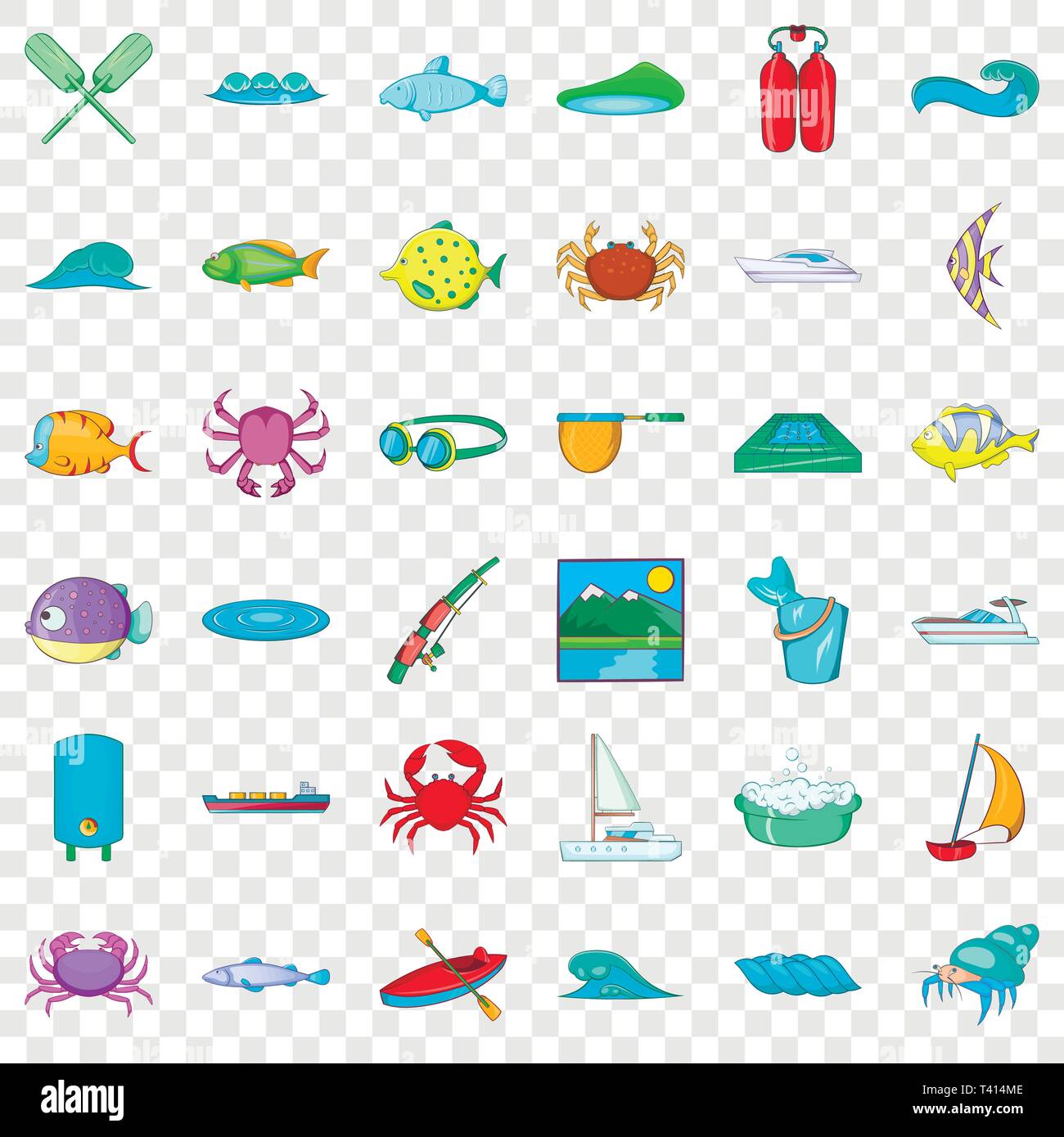 Water fish icons set, cartoon style Stock Vector Image & Art - Alamy