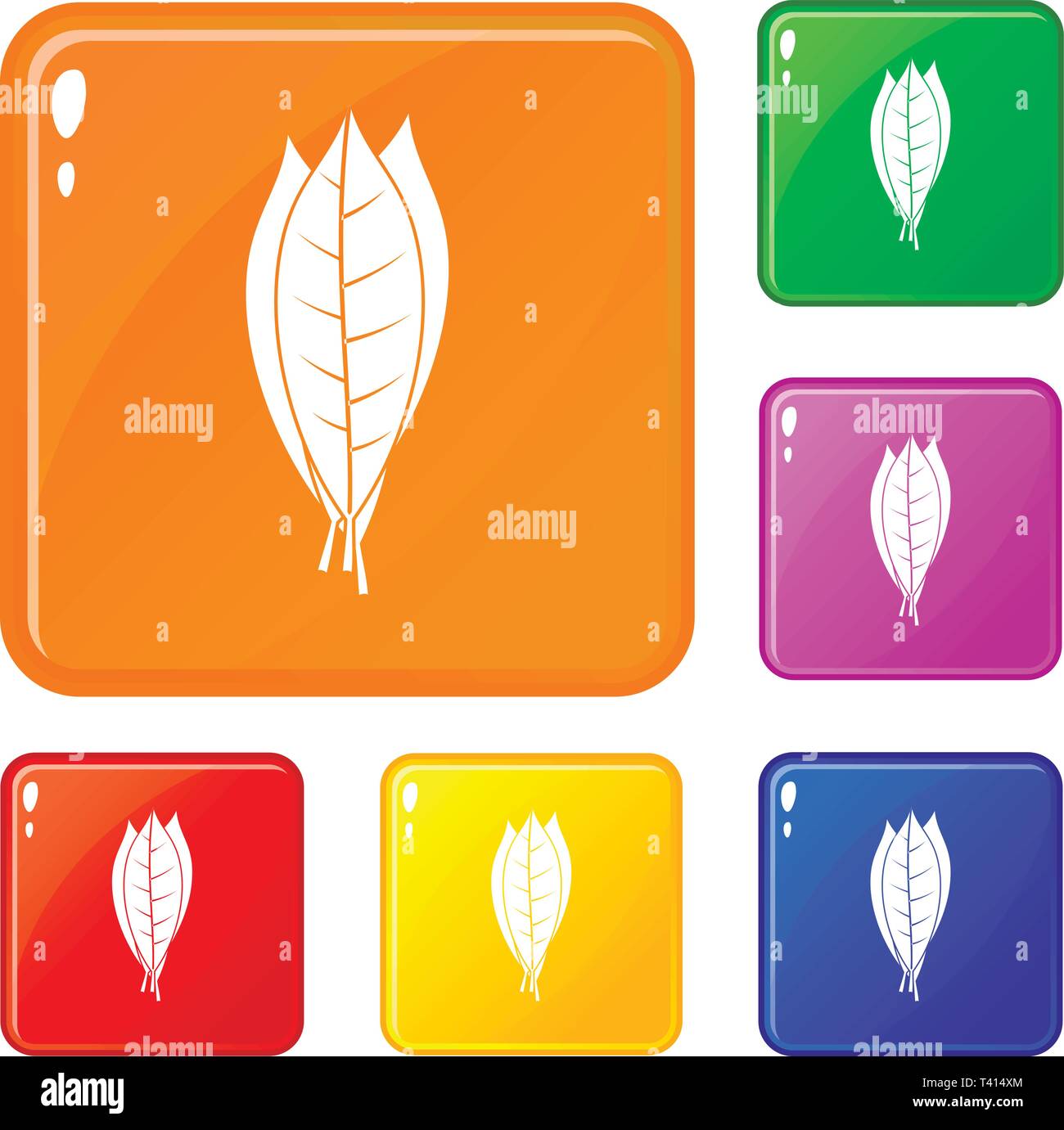 Culinary bay leaves icons set vector color Stock Vector Image & Art - Alamy