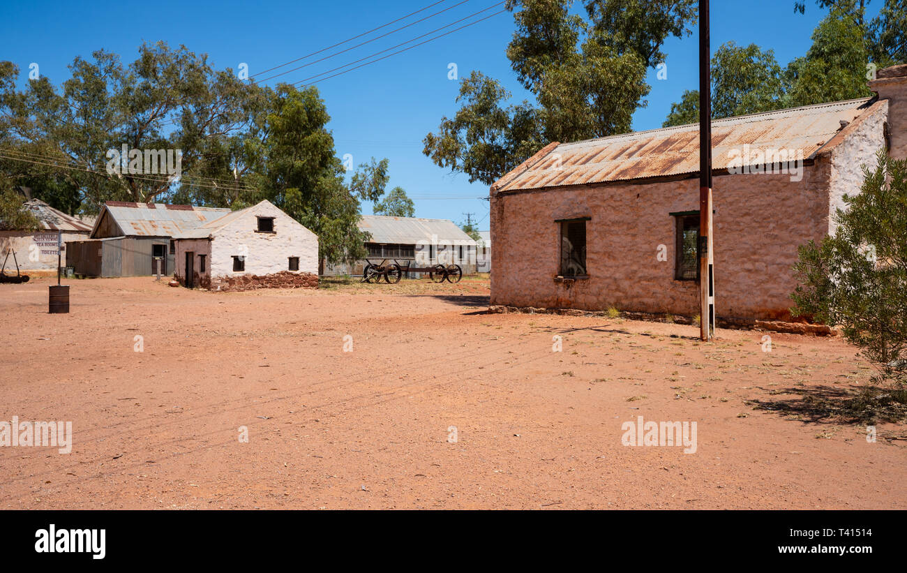 Landscape view of old Hermannsburg historic precinct in NT outback ...