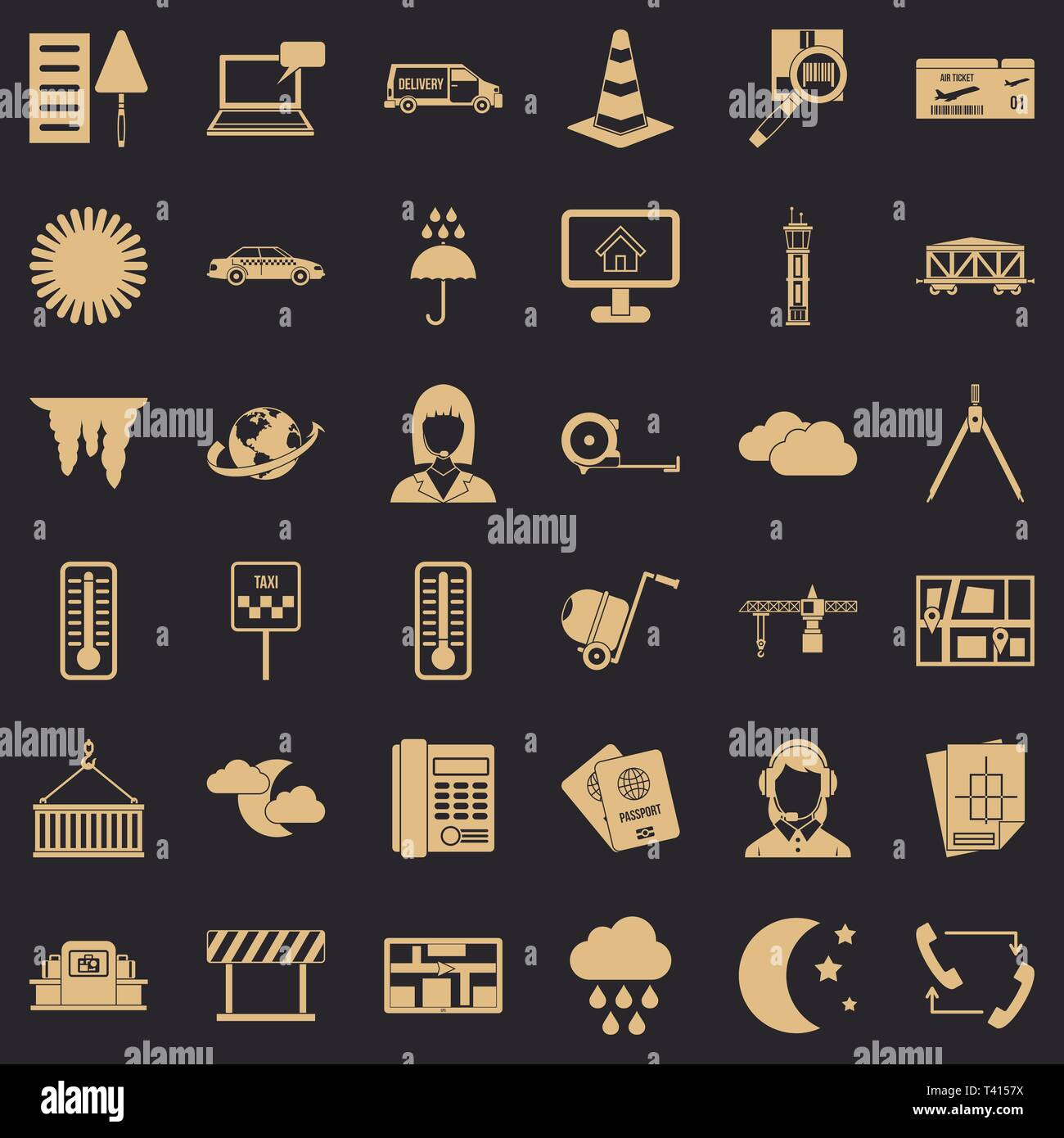 Professional dispatcher icons set, simple style Stock Vector Image ...