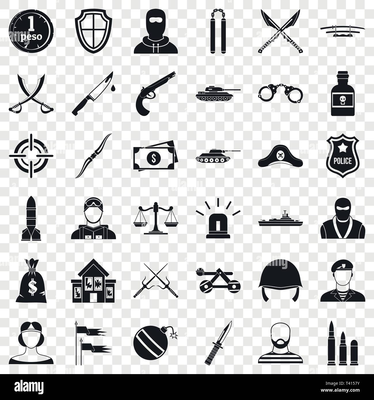 Police weapon icons set, simple style Stock Vector Image & Art - Alamy