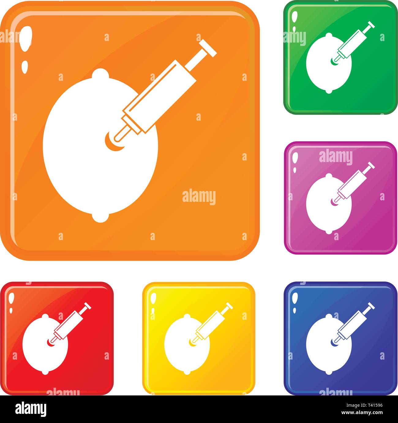 GMO lemon with syringe icons set vector color Stock Vector Image & Art ...