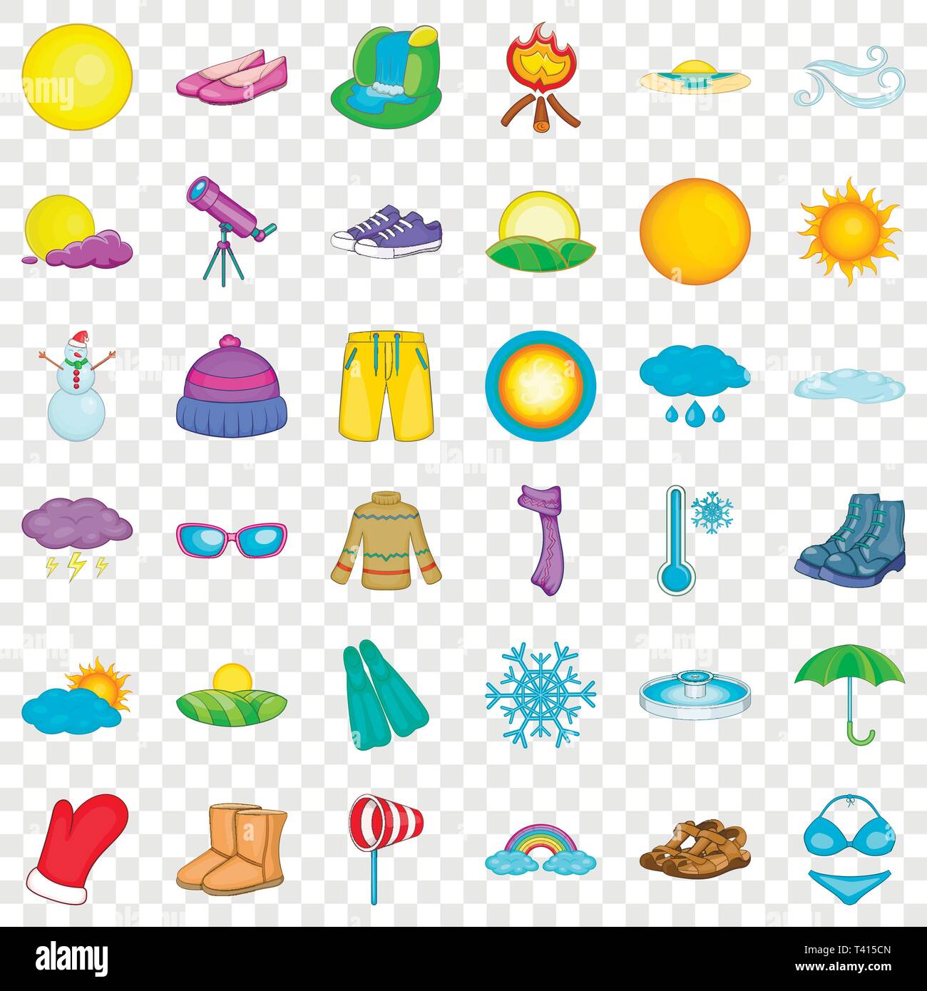 Summer weather icons set, cartoon style Stock Vector Image & Art - Alamy
