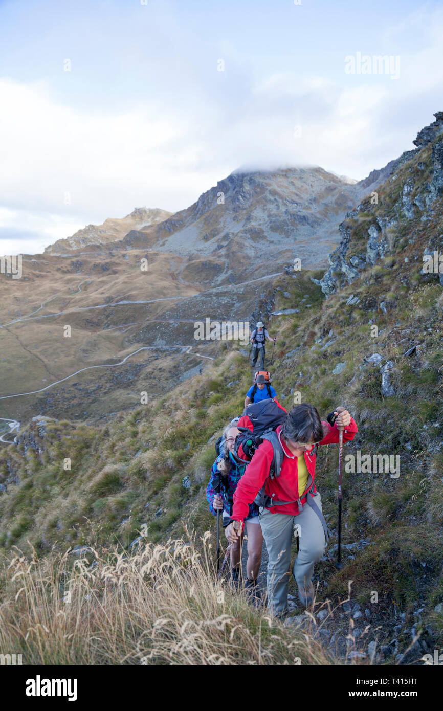Trekkers on the Haute Route near the Cabane Du Mont Fort Stock Photo ...