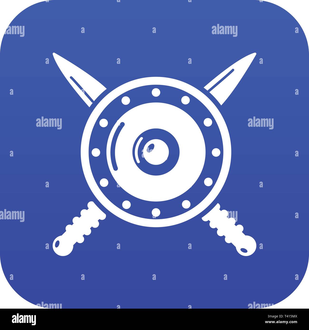 Medieval shield and swords icon blue vector Stock Vector Image & Art ...