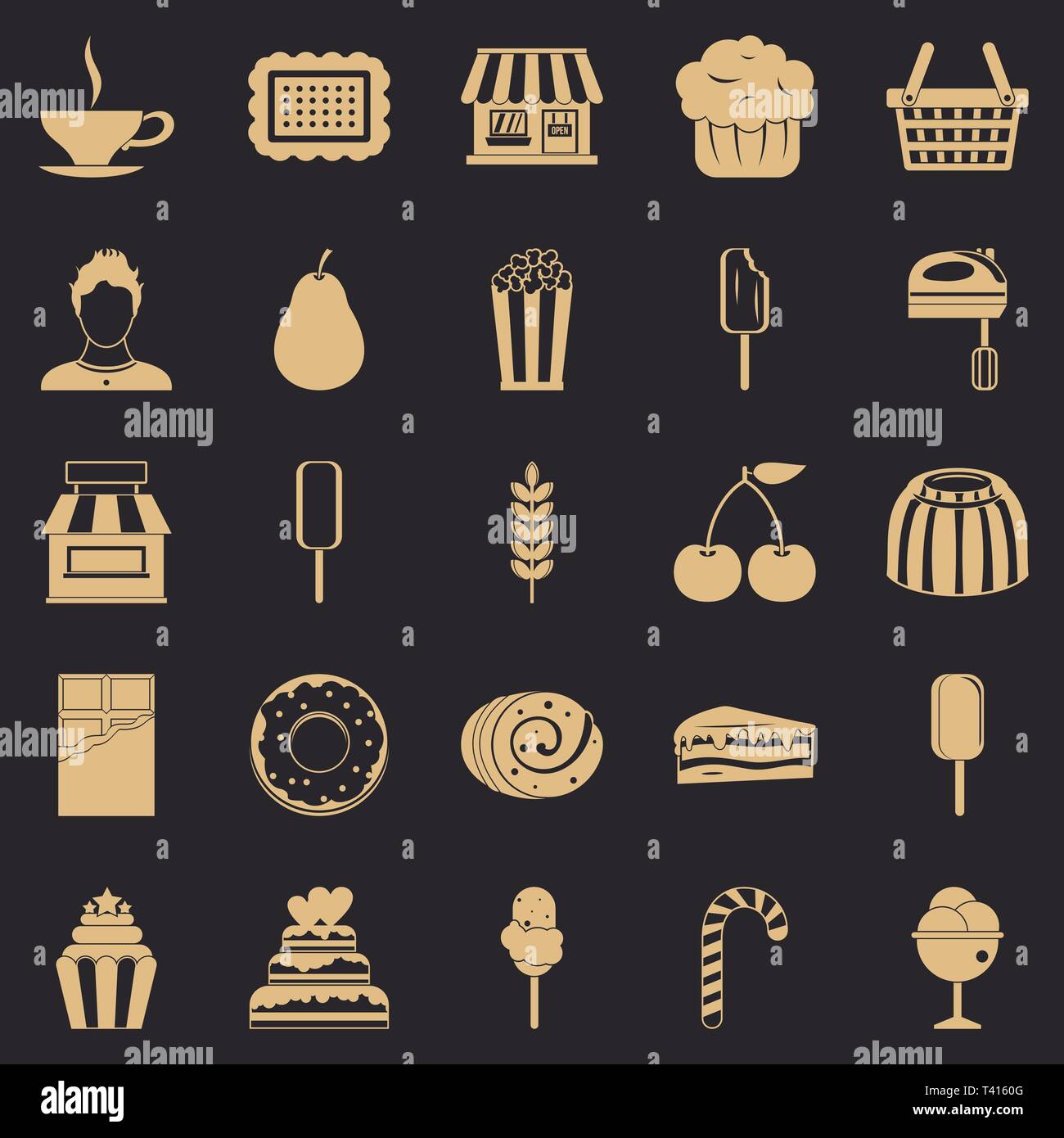 Pastry cook icons set, simple style Stock Vector Image & Art - Alamy