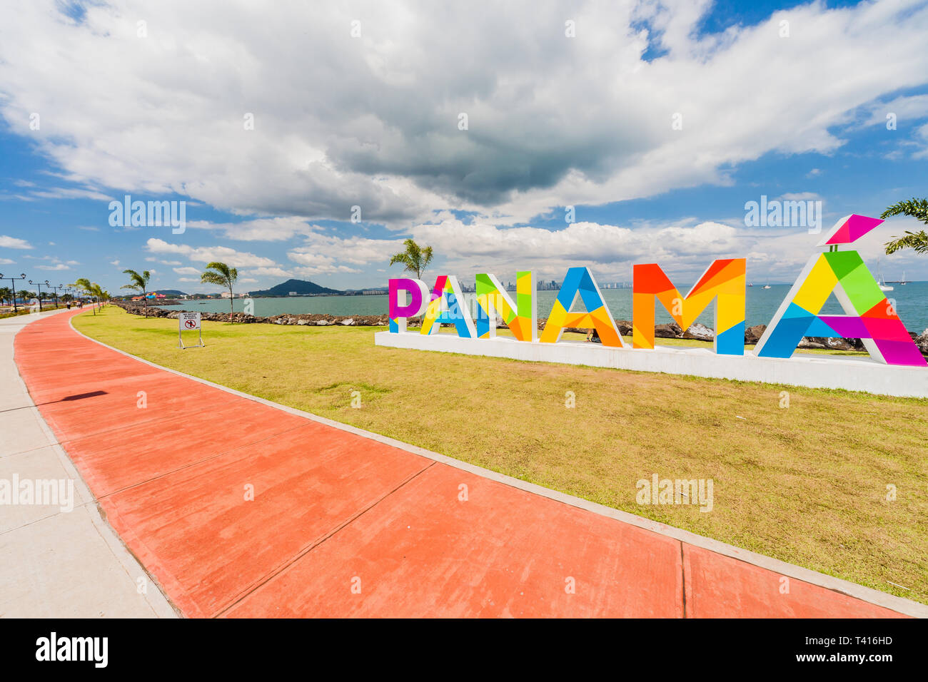 Panama lettering on the Causeway in Panama City Stock Photo - Alamy