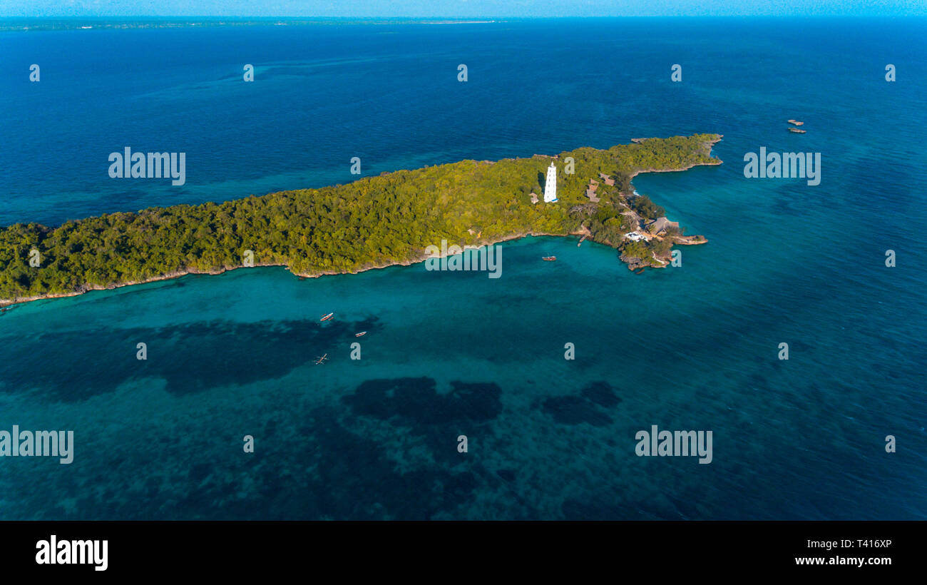 aerial view of the chumbe island coral park, Zanzibar Stock Photo - Alamy
