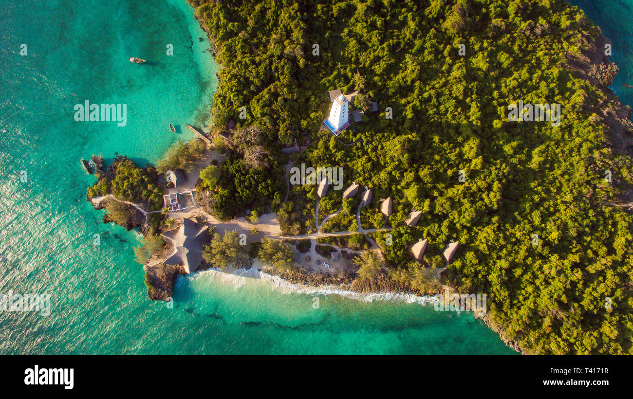 aerial view of the chumbe island coral park, Zanzibar Stock Photo - Alamy