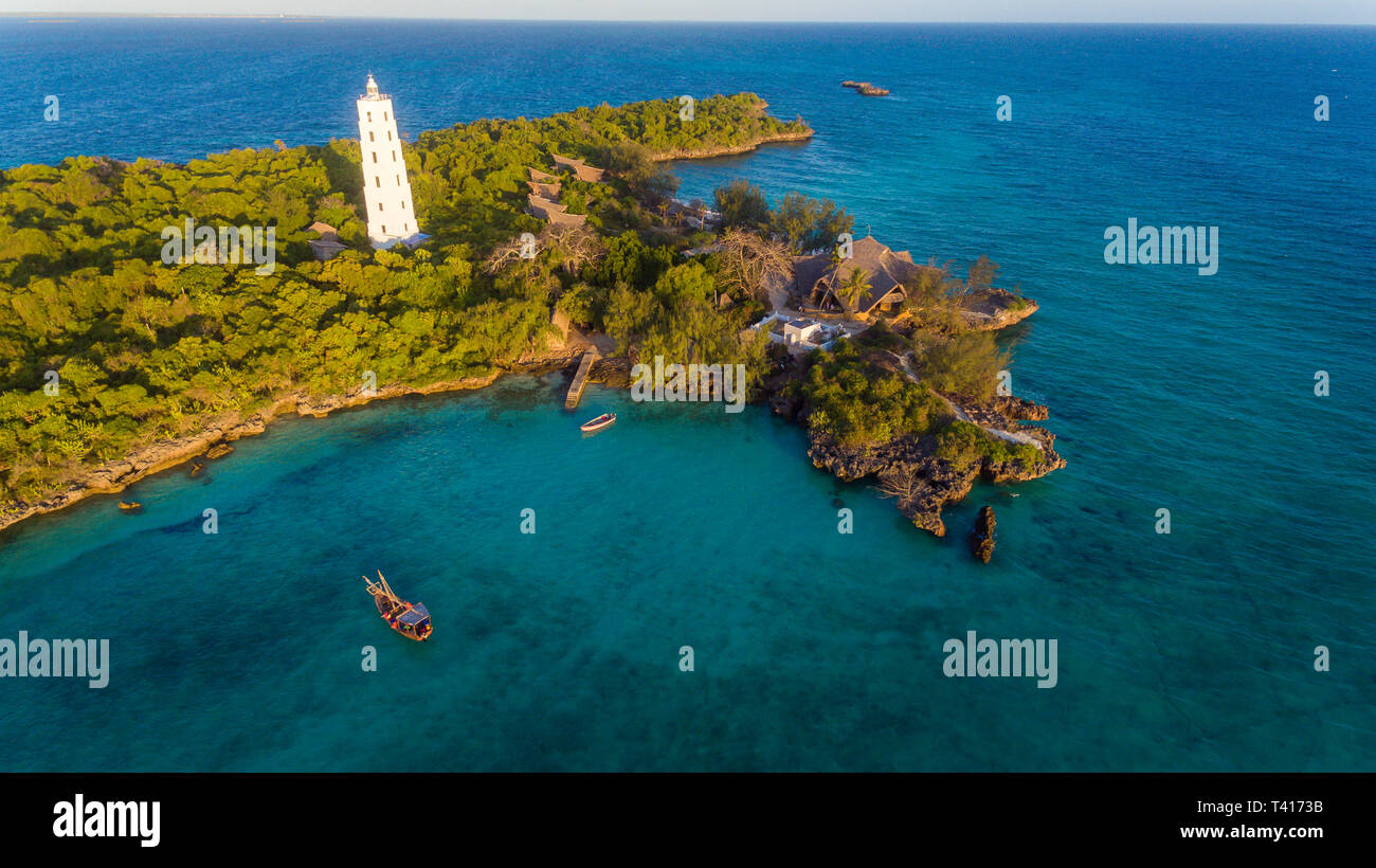 aerial view of the chumbe island coral park, Zanzibar Stock Photo - Alamy