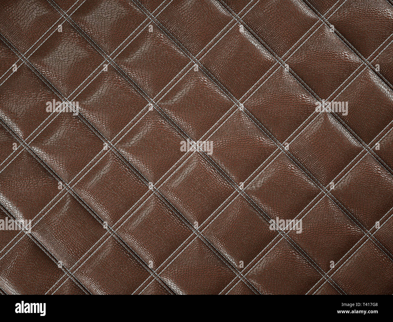snake or crocodile brown Leather. Square stitched texture or background ...