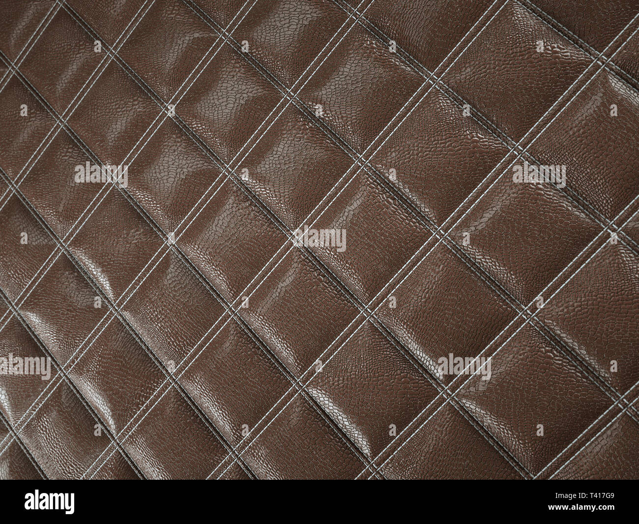 Alligator or crocodile brown Leather. Square stitched texture or ...