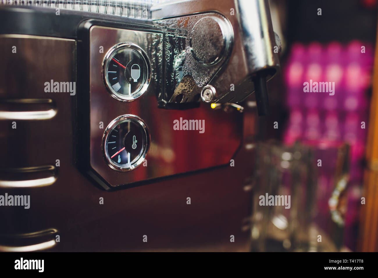 Thermometer Coffee Machine equipment cafe industry. close-up Stock ...