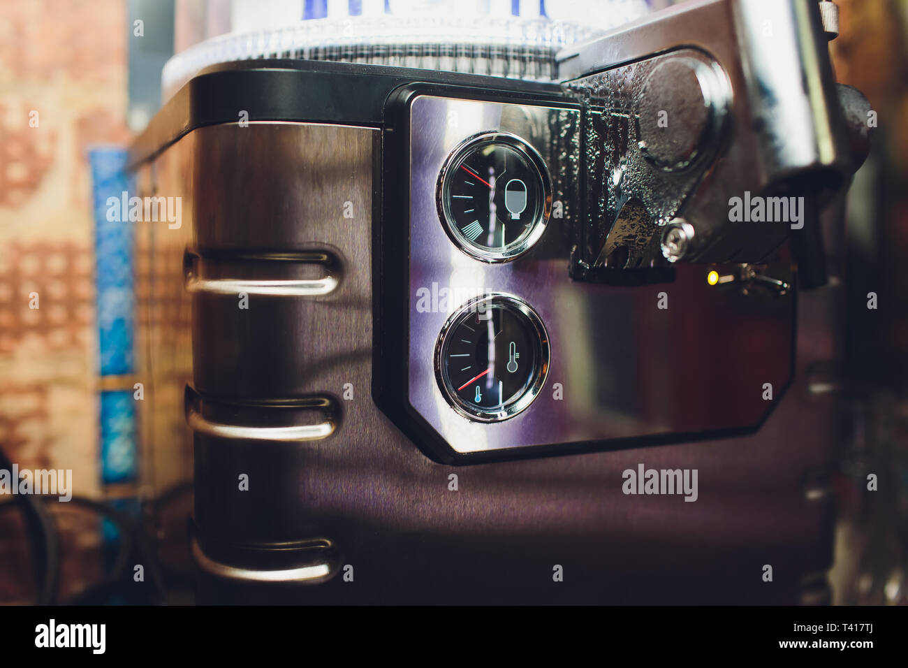 Thermometer Coffee Machine equipment cafe industry. close-up Stock ...