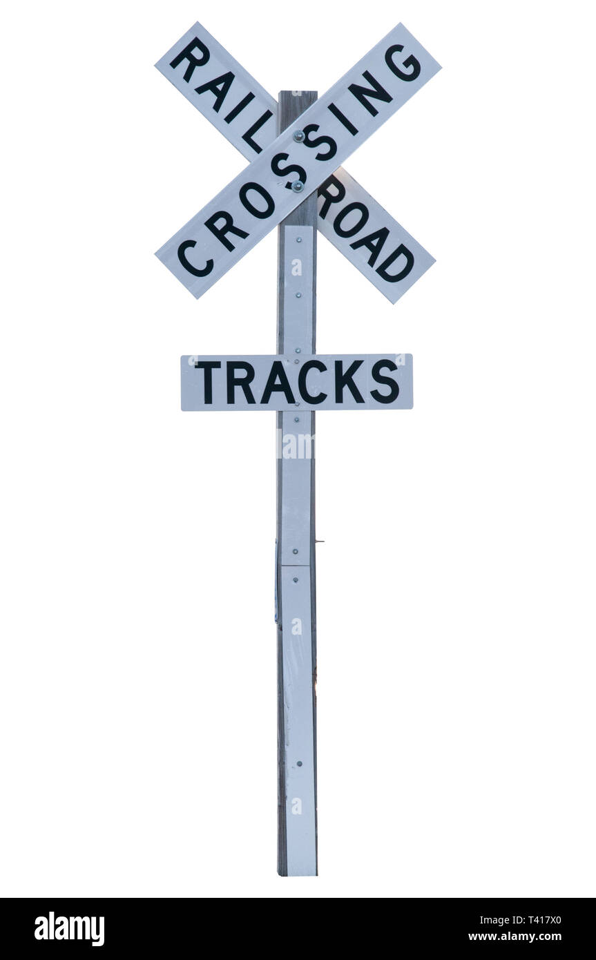 A railroad crossing sign isolated for use in photo compositions Stock ...