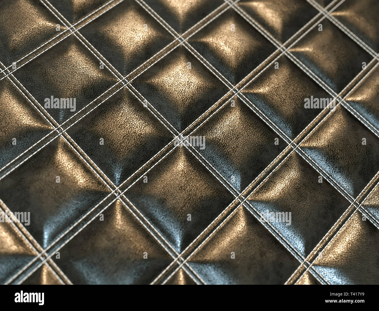 Leather stitched square black shiny texture or background with bumps ...