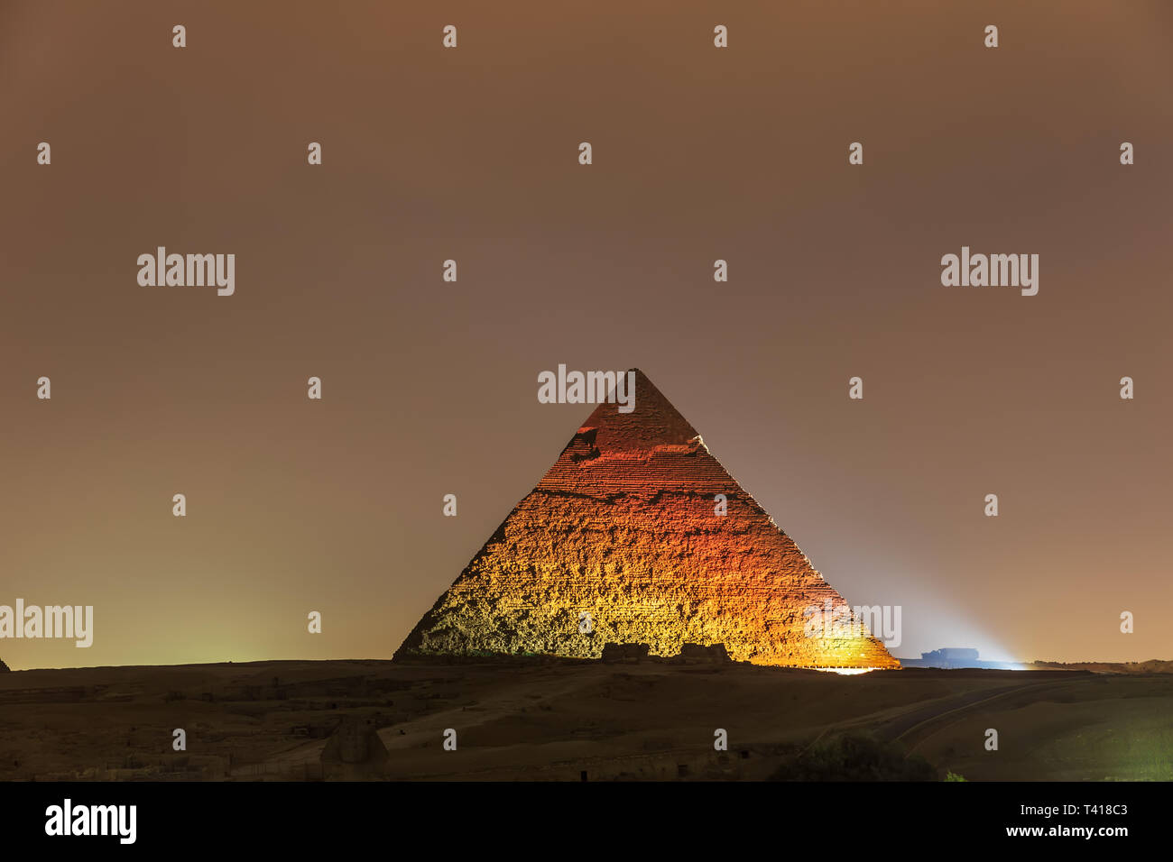 The Pyramid of Chephren night view in the lights, Giza Stock Photo - Alamy