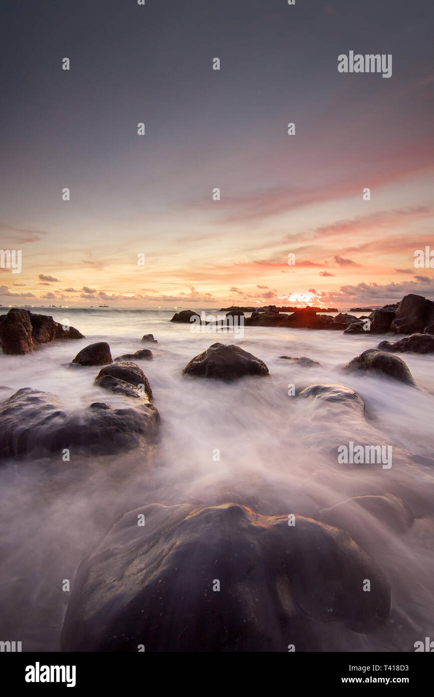 Sunset at sukabumi beach, West Java, Indonesia Stock Photo - Alamy