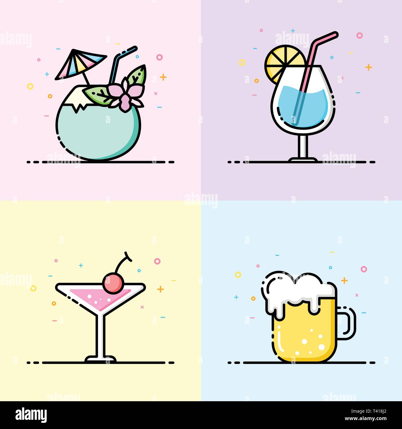 Straw in coconut Stock Vector Images - Alamy