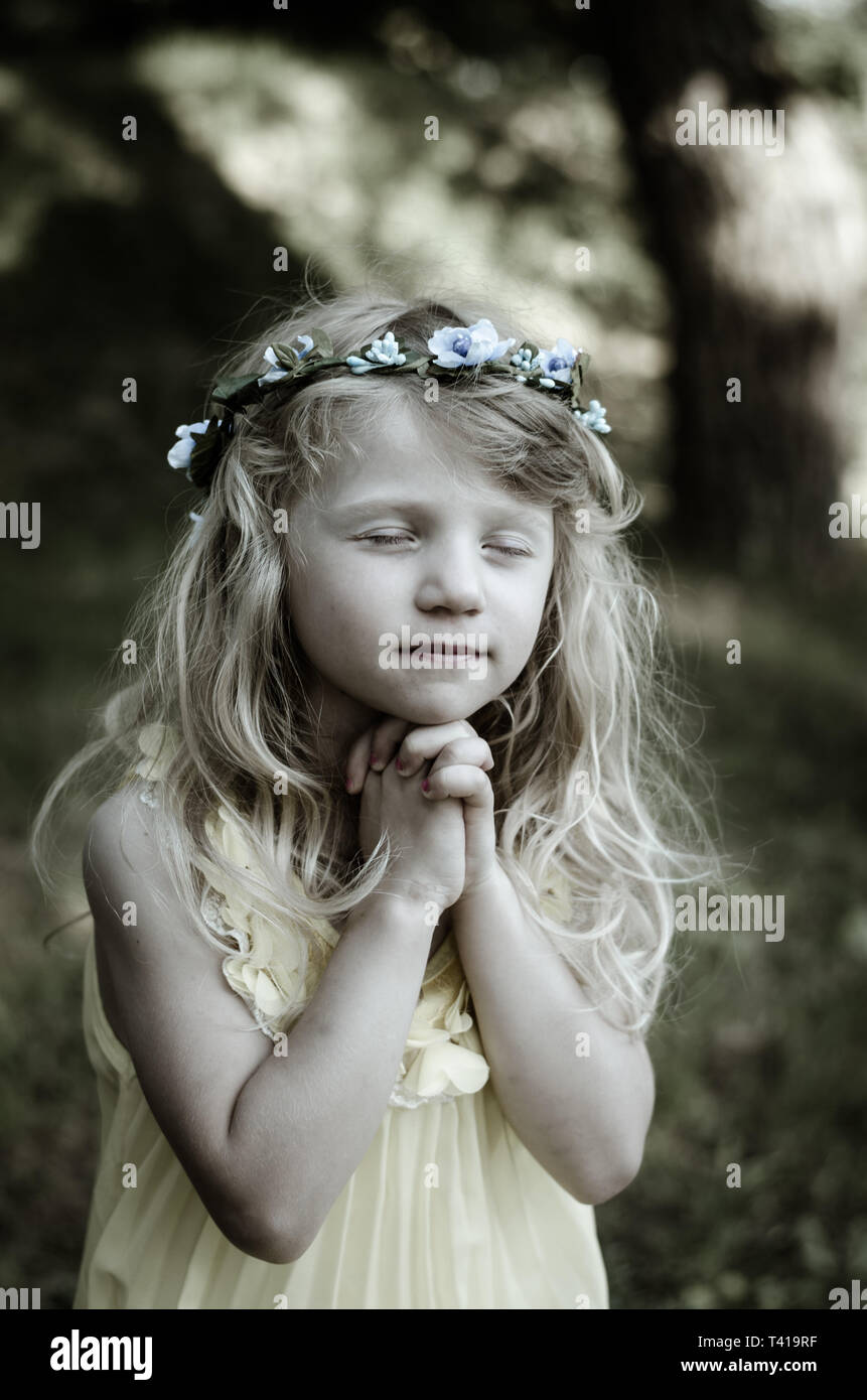beautiful fairy girl praying image Stock Photo - Alamy