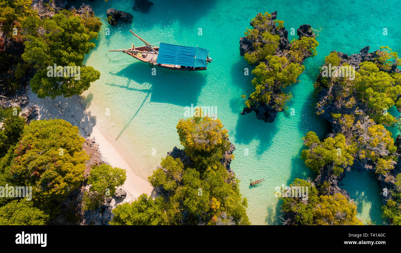 aerial view of the pamunda island, Zanzibar Stock Photo - Alamy
