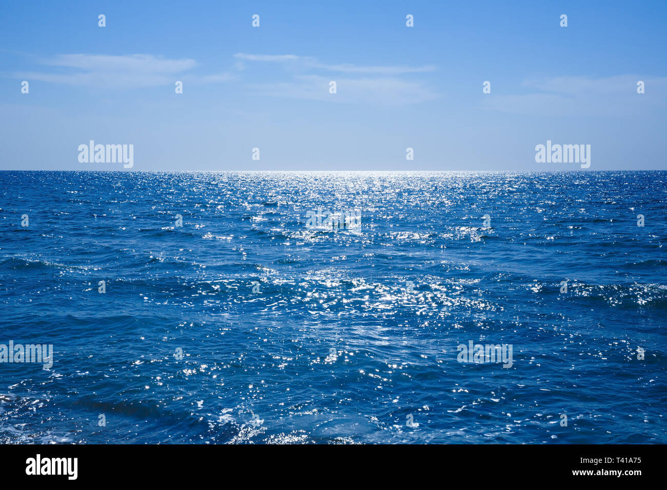 Blue Mediterranean sea with the sparkling surface Stock Photo - Alamy