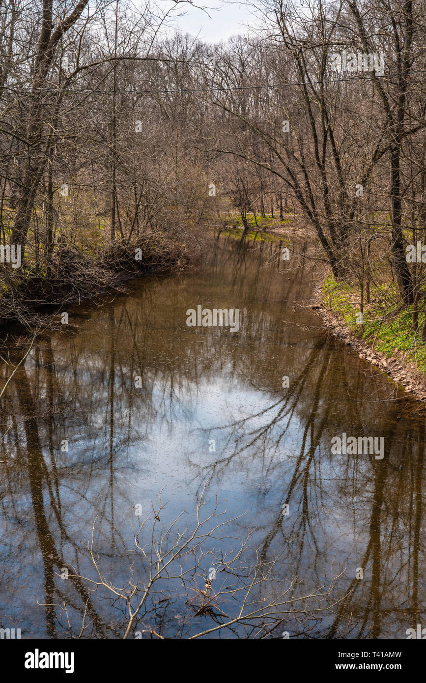 early spring along the Perkiomen Creek in Bucks County Pennsylvania at ...