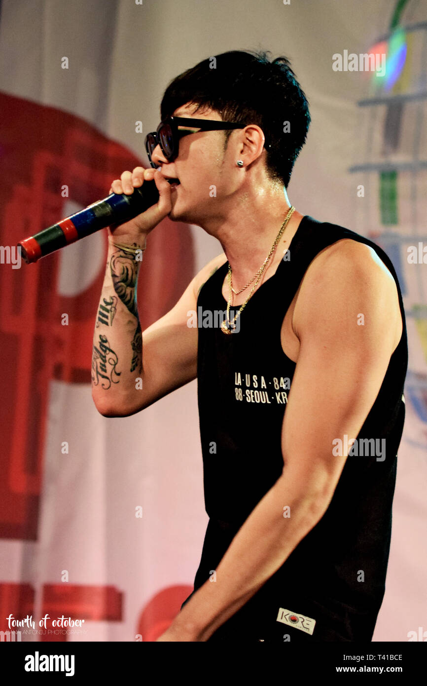 GEMINI, Korean-American rapper in Bucharest. Awesome guy! Stock Photo ...