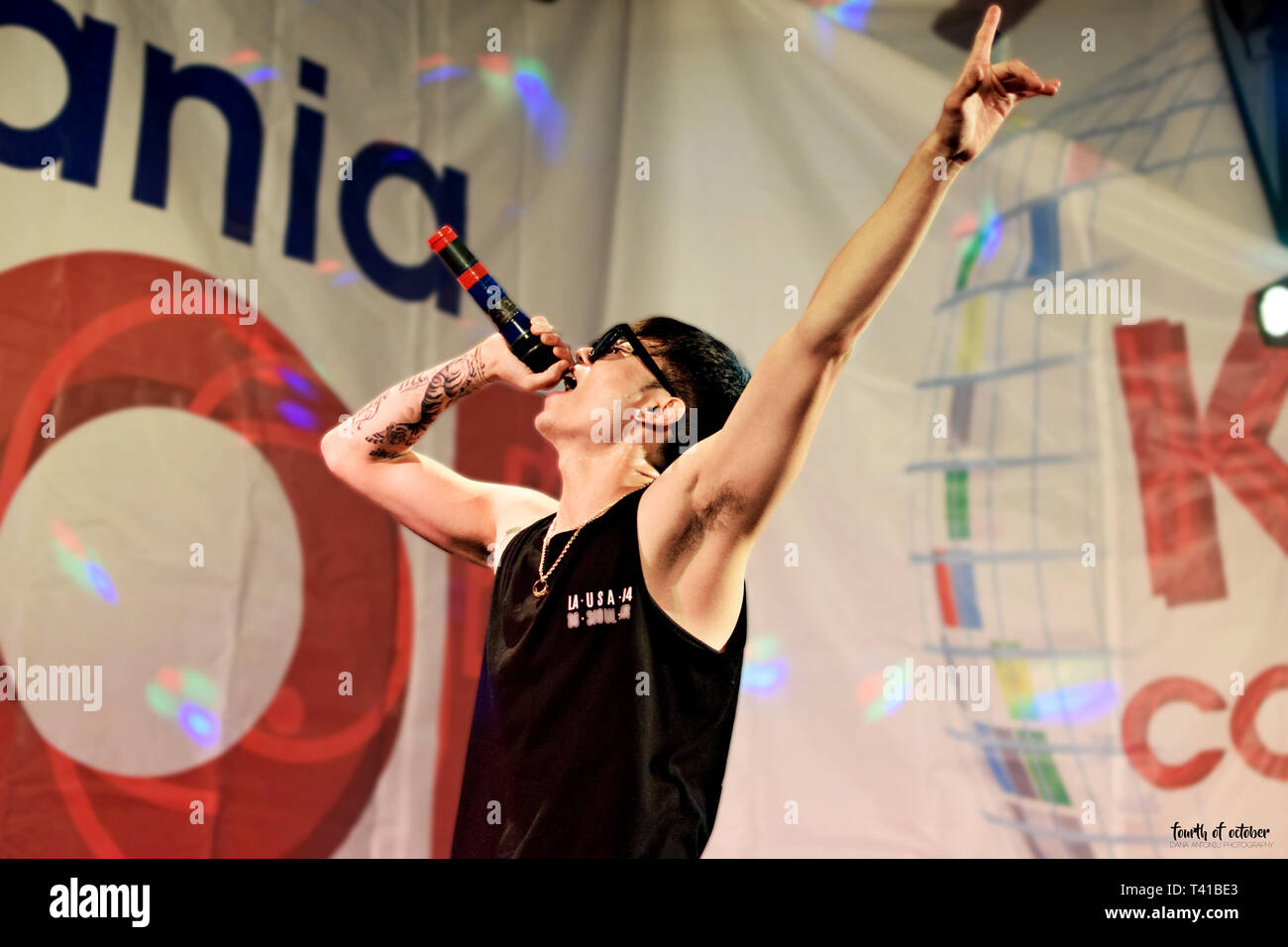 GEMINI, Korean-American rapper in Bucharest. Awesome guy! Stock Photo ...