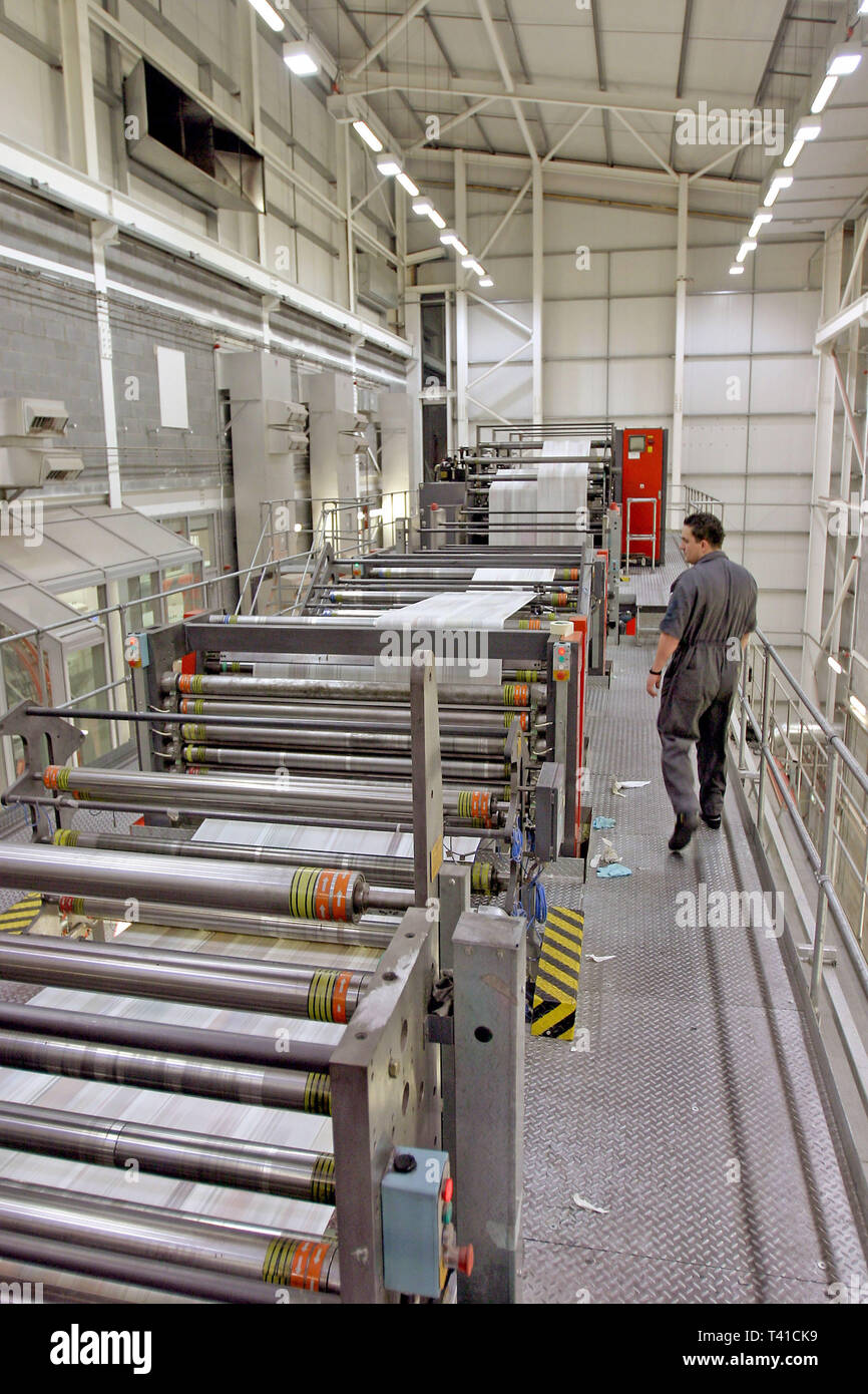 Newspaper being printed at the Western Mail Building, Cardiff, South ...