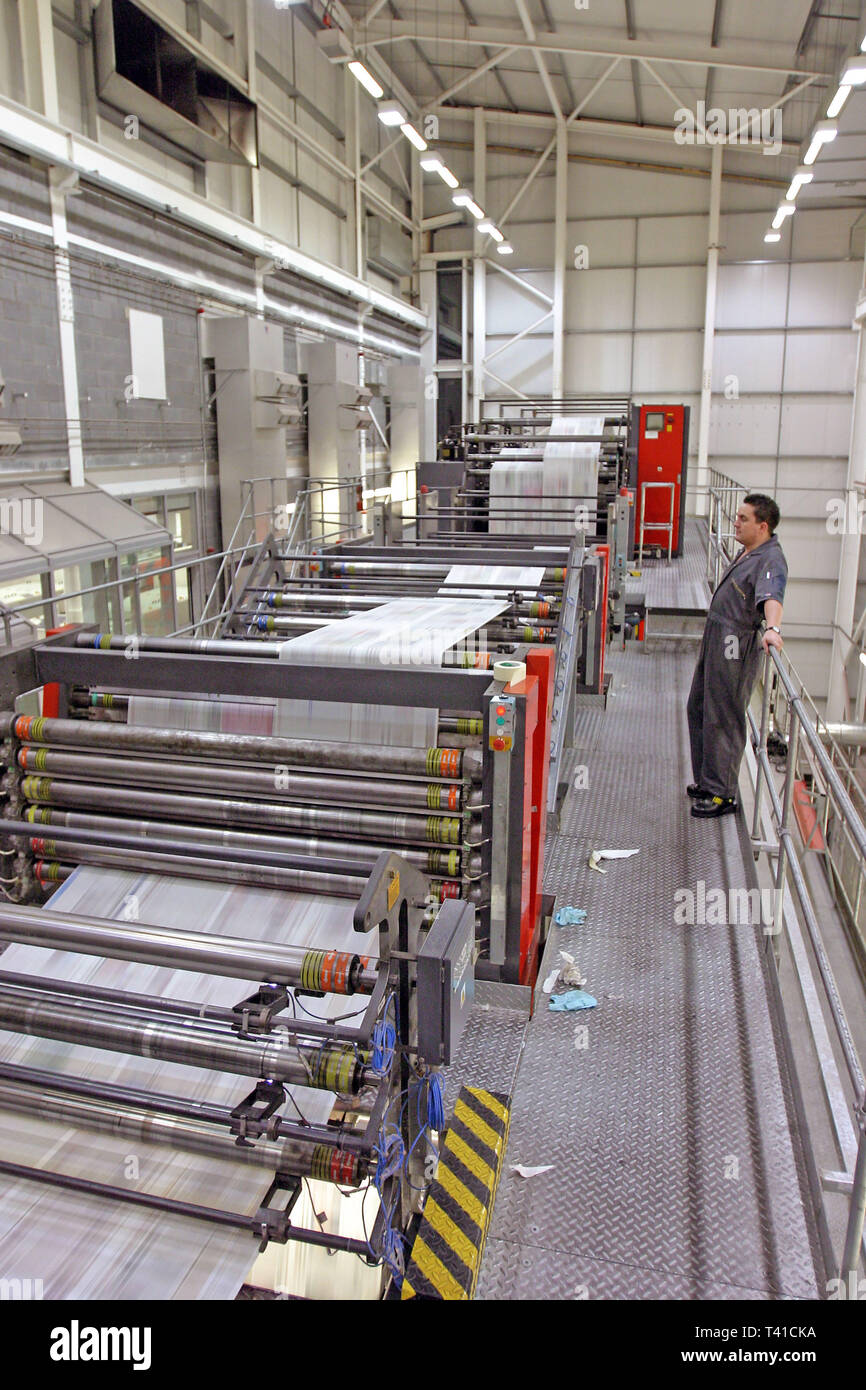 Newspaper being printed at the Western Mail Building, Cardiff, South ...