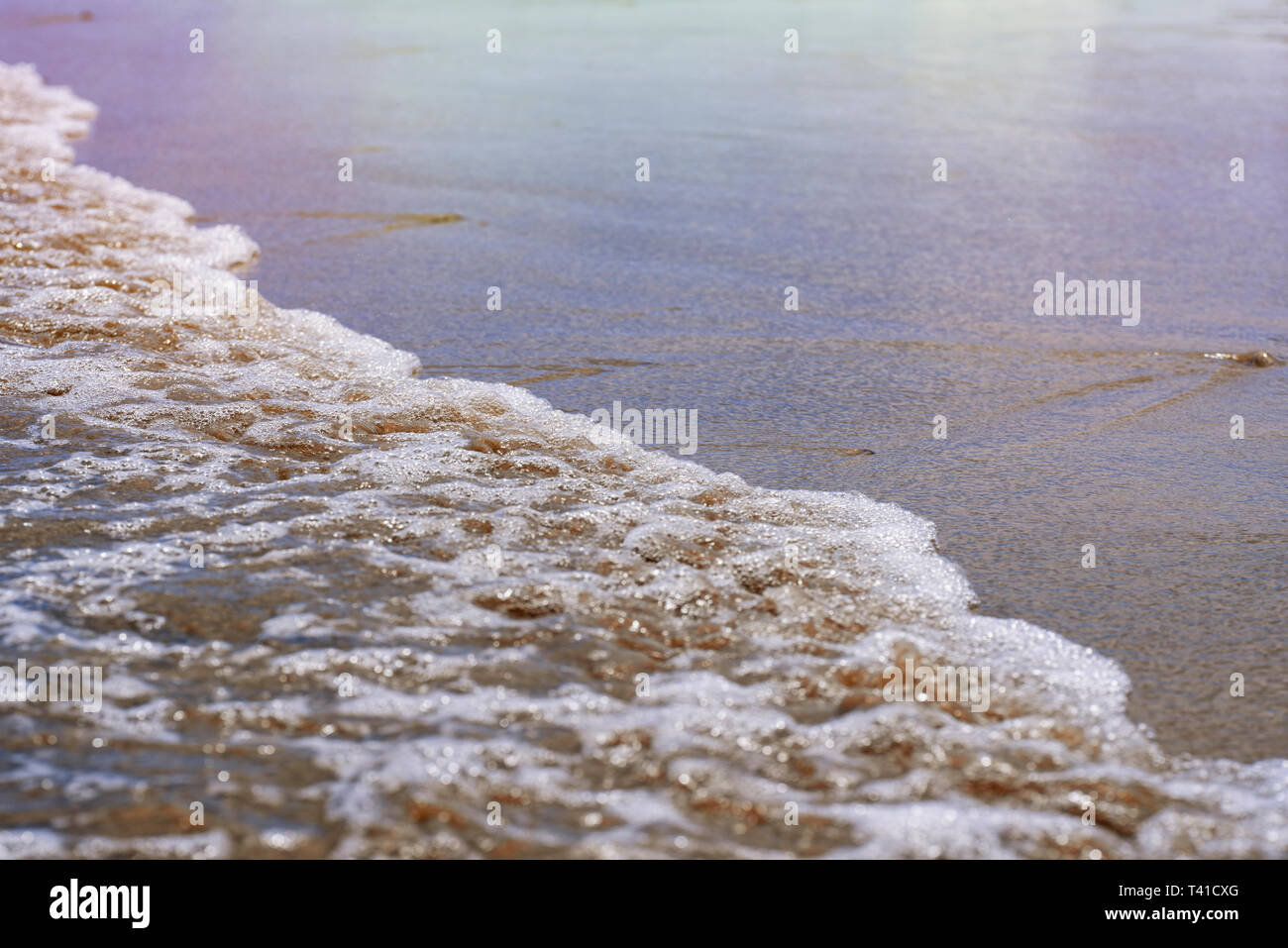 Soft wave of the sea on the sandy beach.Sandy beach at the sea.Soft ...